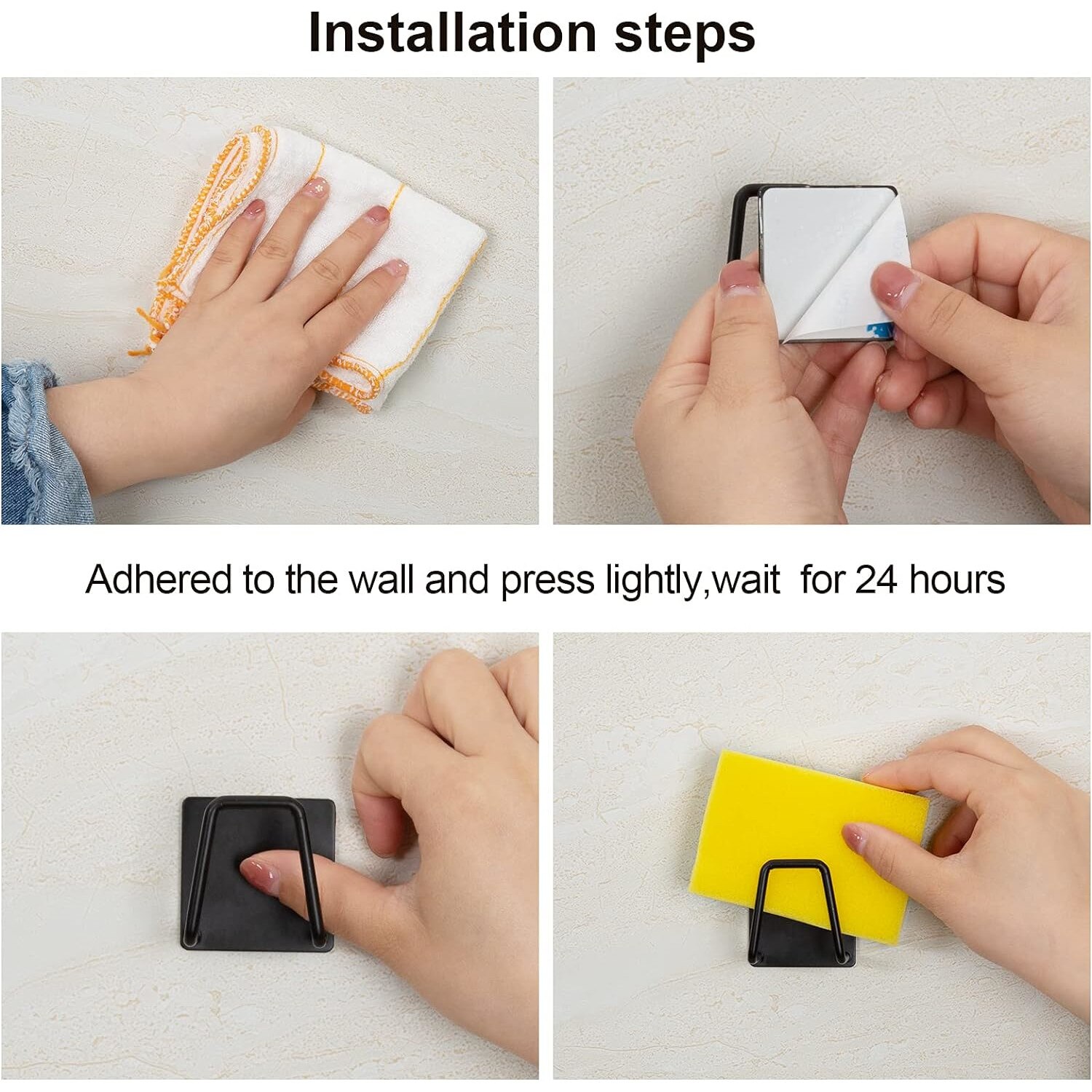 Set 4 Suport pentru burete autoadeziv, Aisdelu®, universal, Negru - eMAG.ro