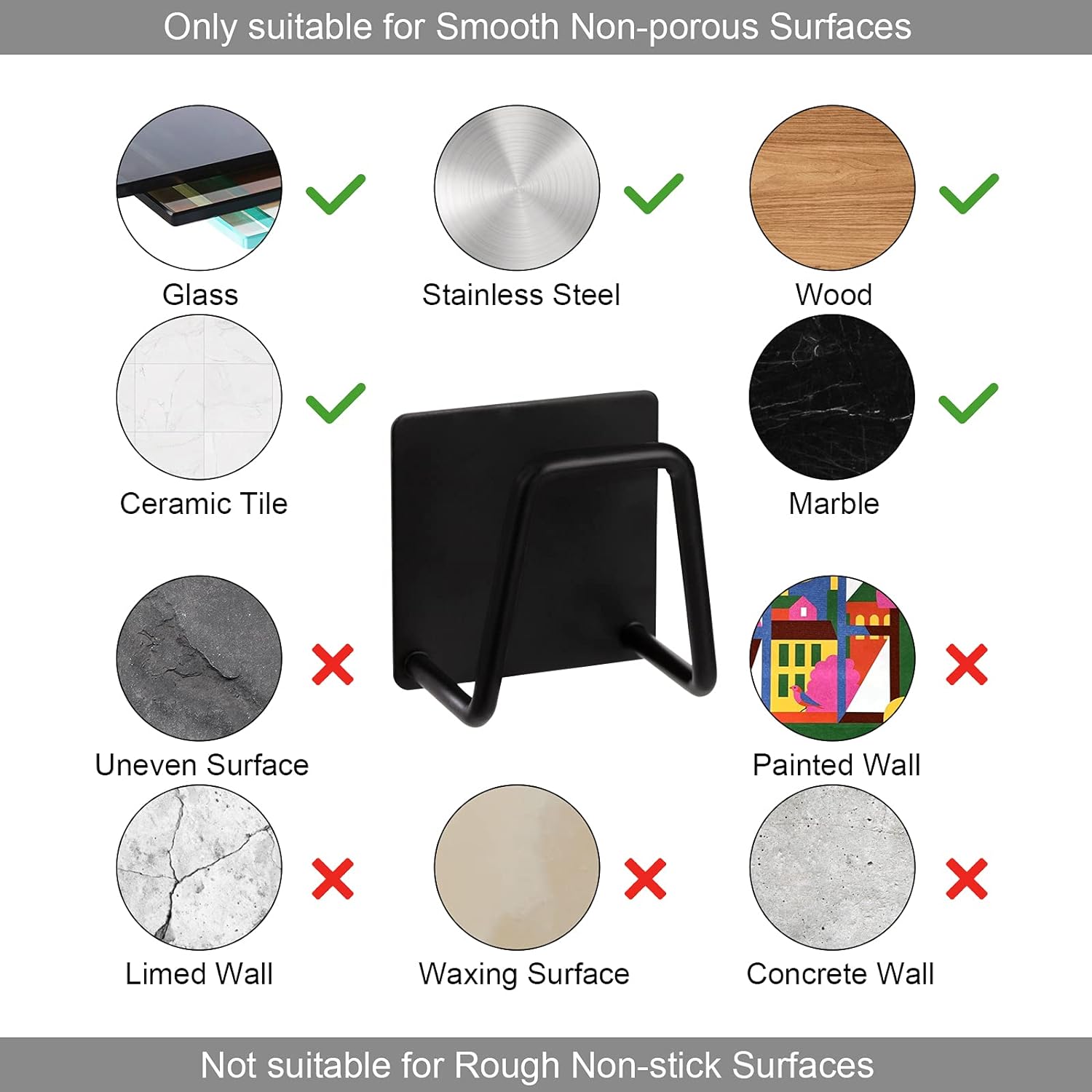 Set 4 Suport pentru burete autoadeziv, Aisdelu®, universal, Negru - eMAG.ro