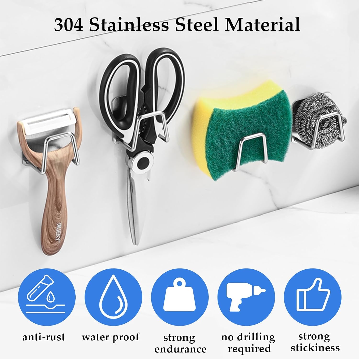 Set 4 Suport pentru burete autoadeziv, Aisdelu®, universal, Argintiu ...