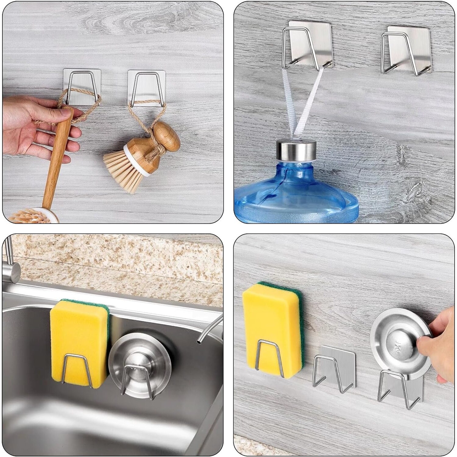 Set 4 Suport pentru burete autoadeziv, Aisdelu®, universal, Argintiu ...