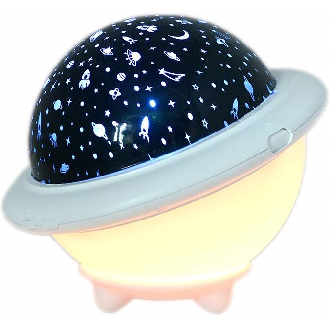 Lampa de seara mini OZN portabila cu LEDuri si proiector pentru copii ...