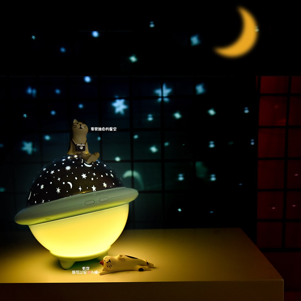 Lampa de seara mini OZN portabila cu LEDuri si proiector pentru copii ...