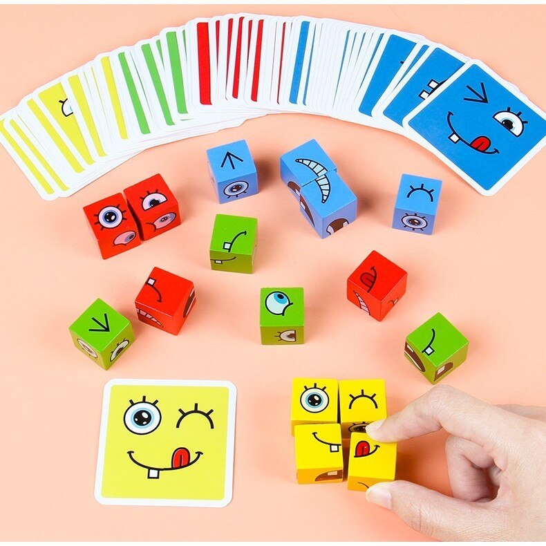 Jucarie Pentru Copii Montessori Flippy, Cub din Lemn, Asamblare Fete ...