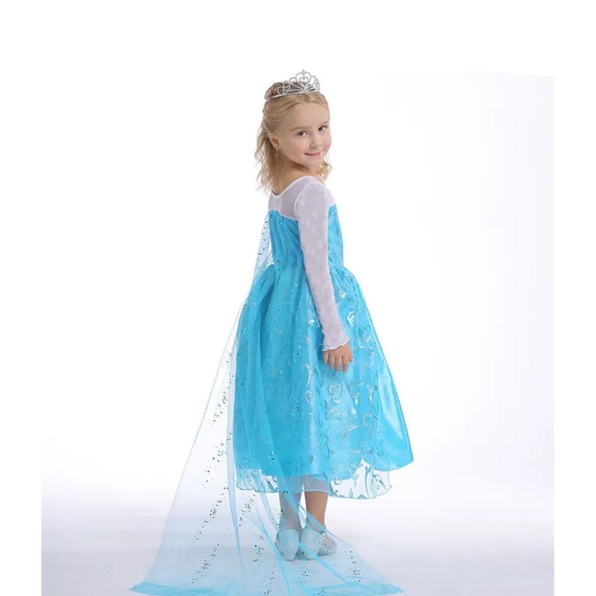 Rochie model Elsa cu trena, albastru, 4 ani - 5 ani - eMAG.ro