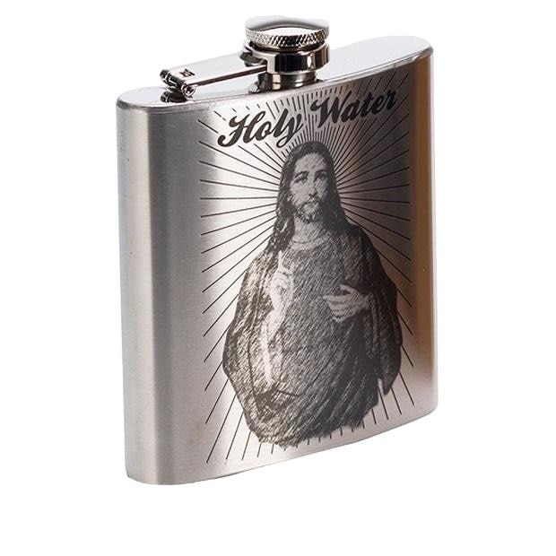 Plosca agheasma, Inox, 180 ml, 12 x 9 x 2.5 cm, Argintiu - eMAG.ro