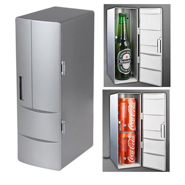 Mini frigider portabil, USB, 0.5l, Argintiu - eMAG.ro