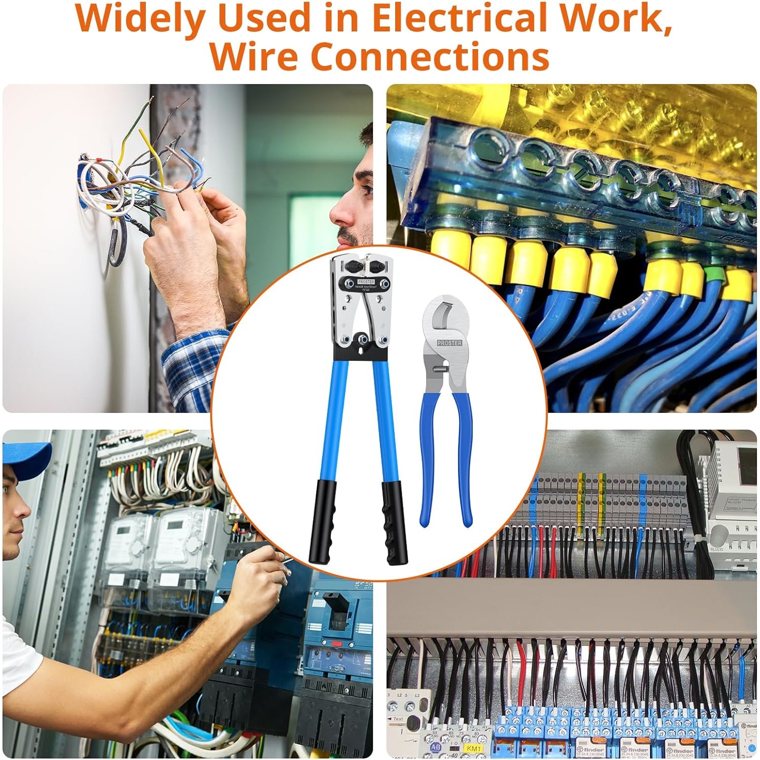 Комплект клещи за кримпване 6 50 Mm² със 100 броя клеми Awg 10 8 6 4