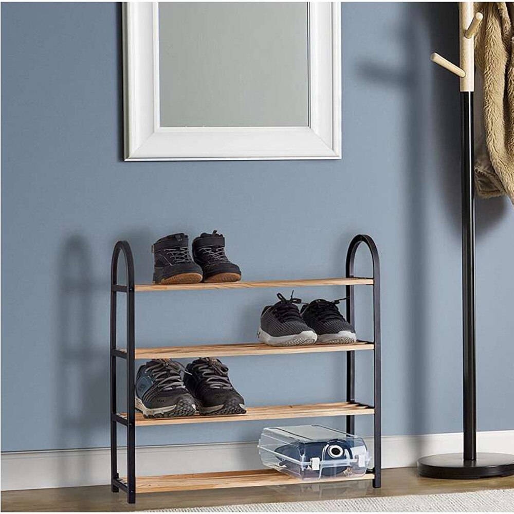 Suport incaltaminte cu 4 rafturi, din lemn 64 x 18 x 64 cm - eMAG.ro