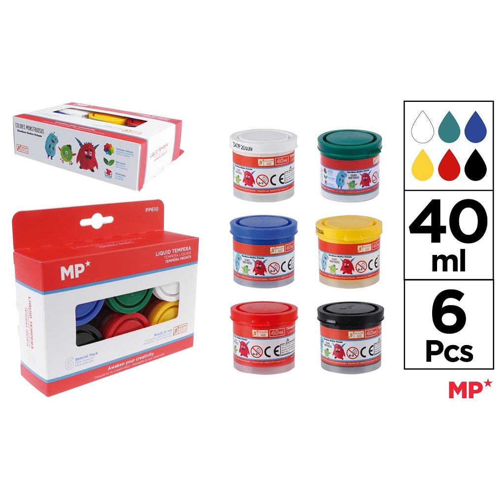Set 6 culori tempera, 40 ml - eMAG.ro