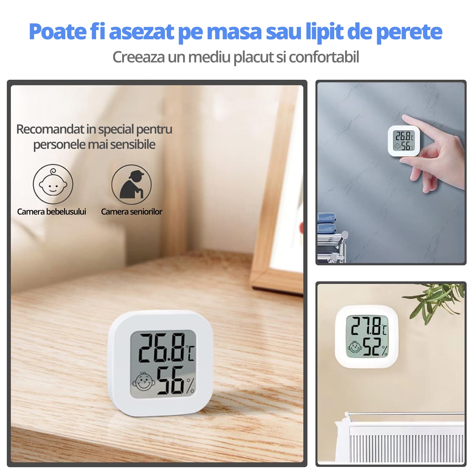 Termometru si Higrometru de Camera LittleDomi, Indicator Comfort ...