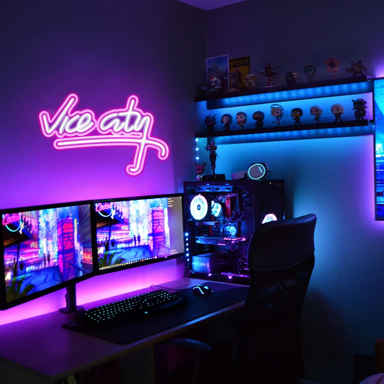 Semn luminos LED - Vice City, Roz Neon, Decoratiune Perete, Gaming ...