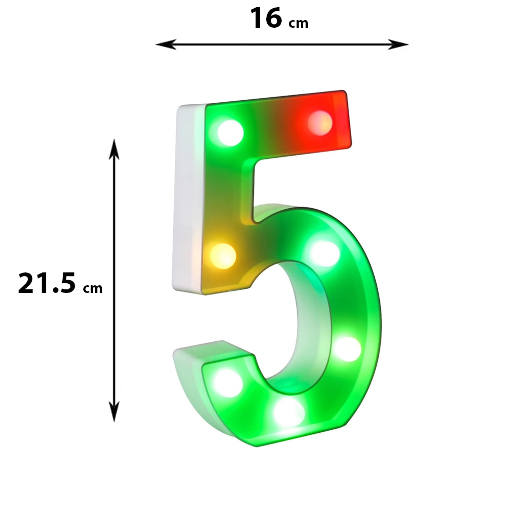 Cifra volumetrica led numarul 5, luminoasa, 3d, cu telecomanda pentru ...