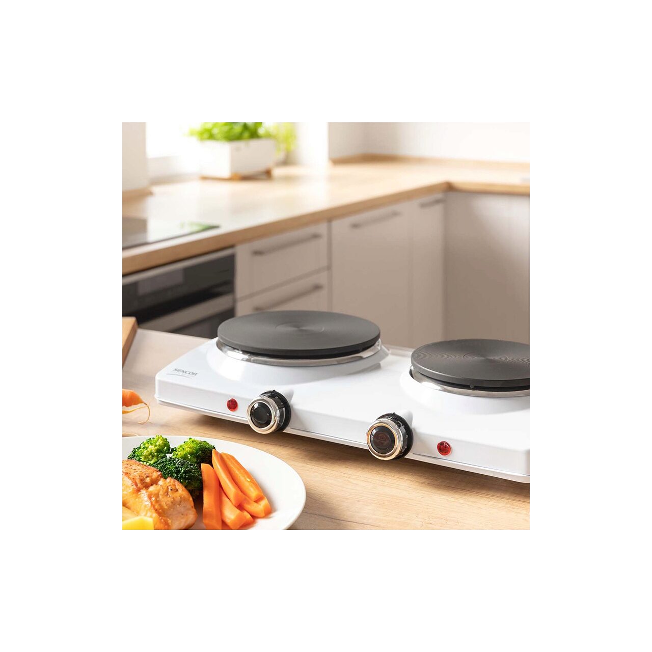 Plita electrica 2500 W, 2 arzatoare, portabila, diametru ochiuri 18 cm ...