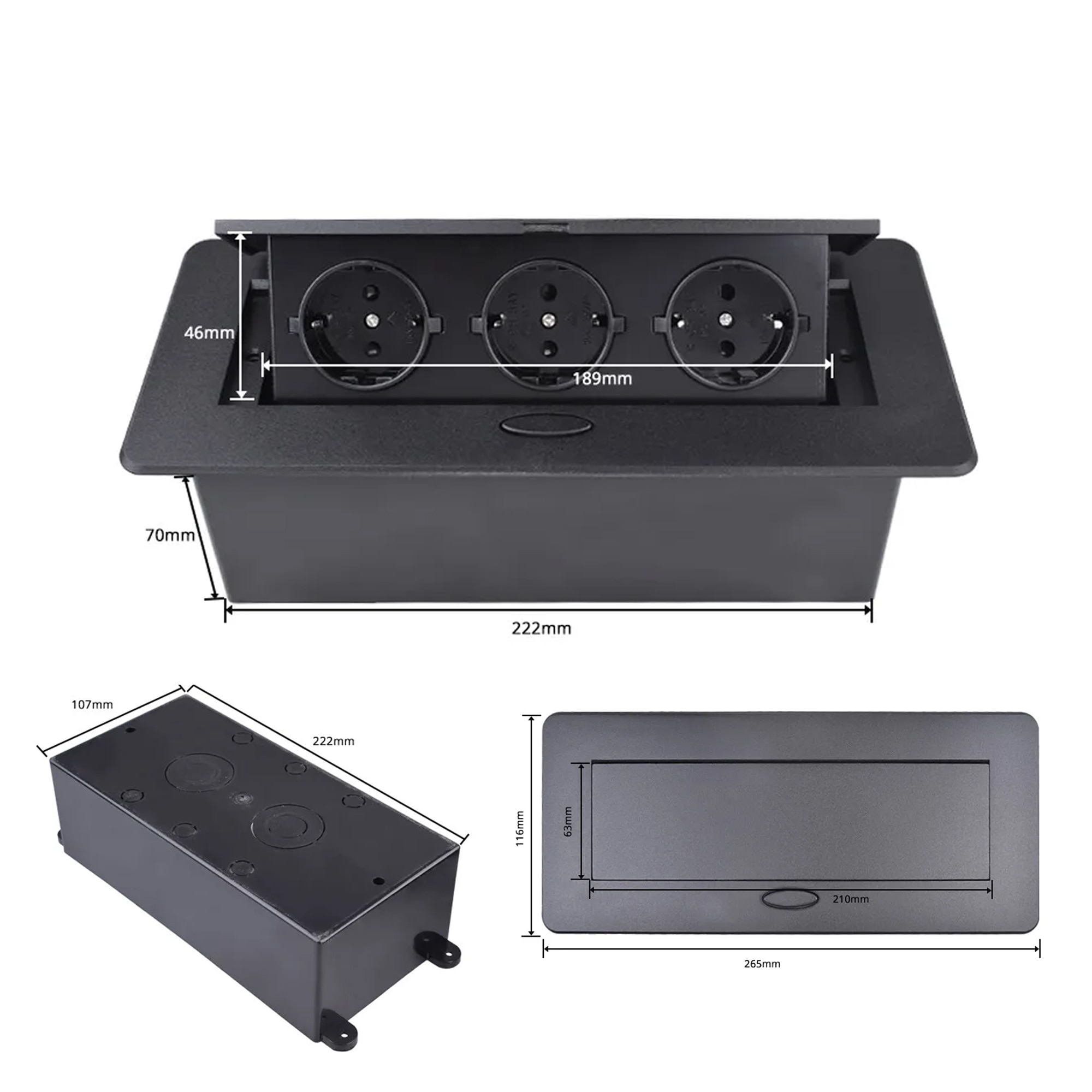 Priza incorporabila in mobilier, Timebox, blat bucatarie, masa sau ...