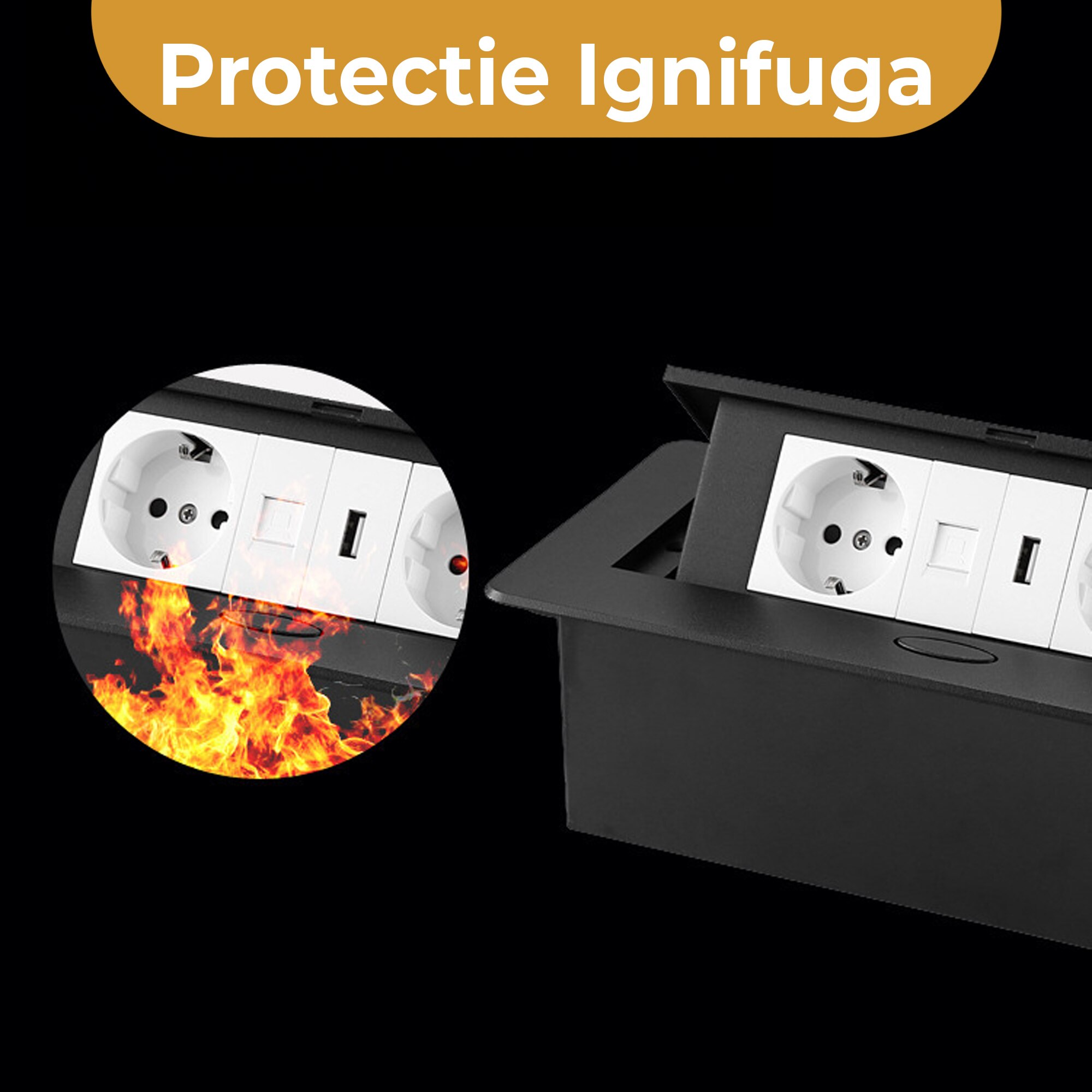 Priza incorporabila in mobilier, Timebox, blat bucatarie, masa sau ...