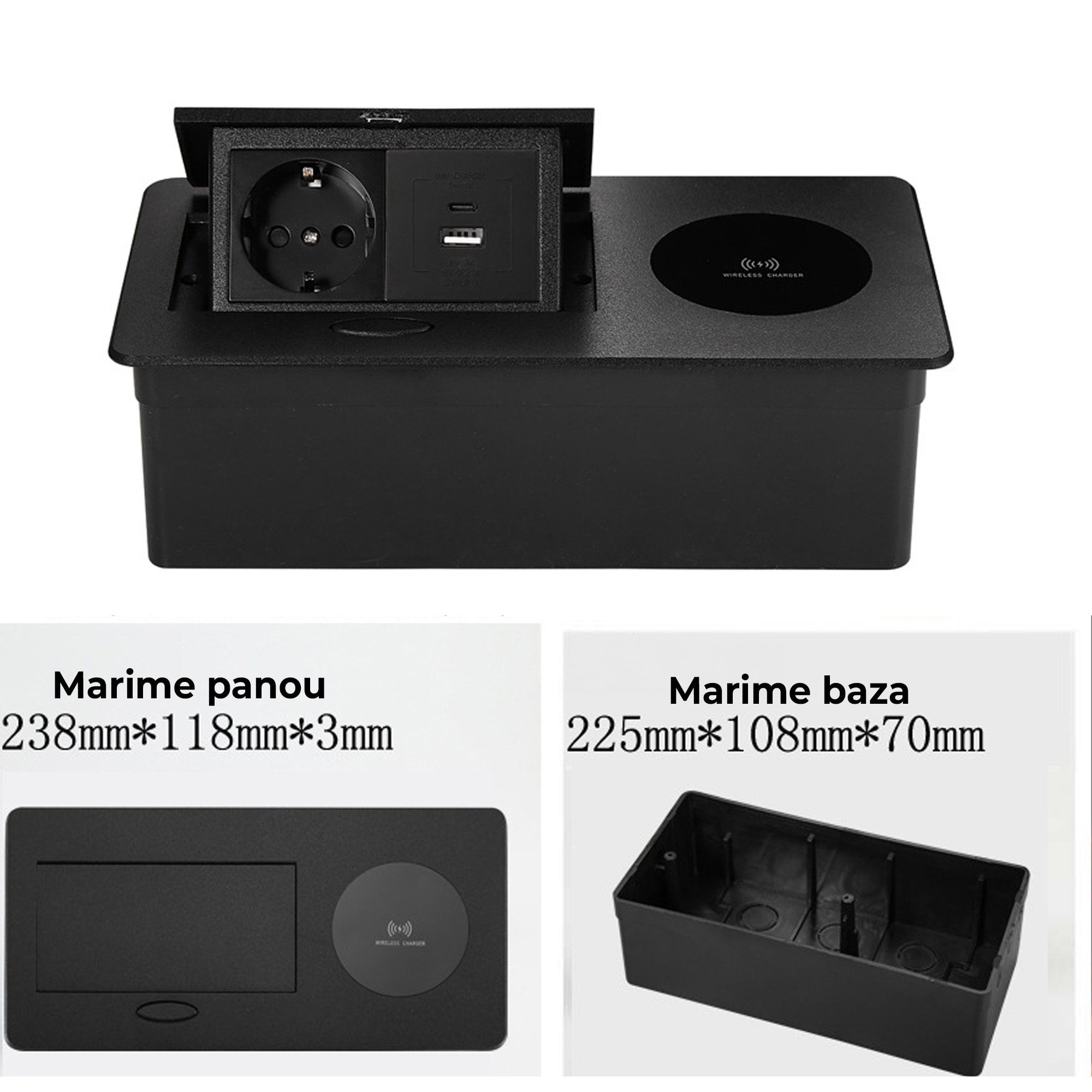 Priza incorporabila Timebox in mobilier, blat bucatarie, masa sau birou ...