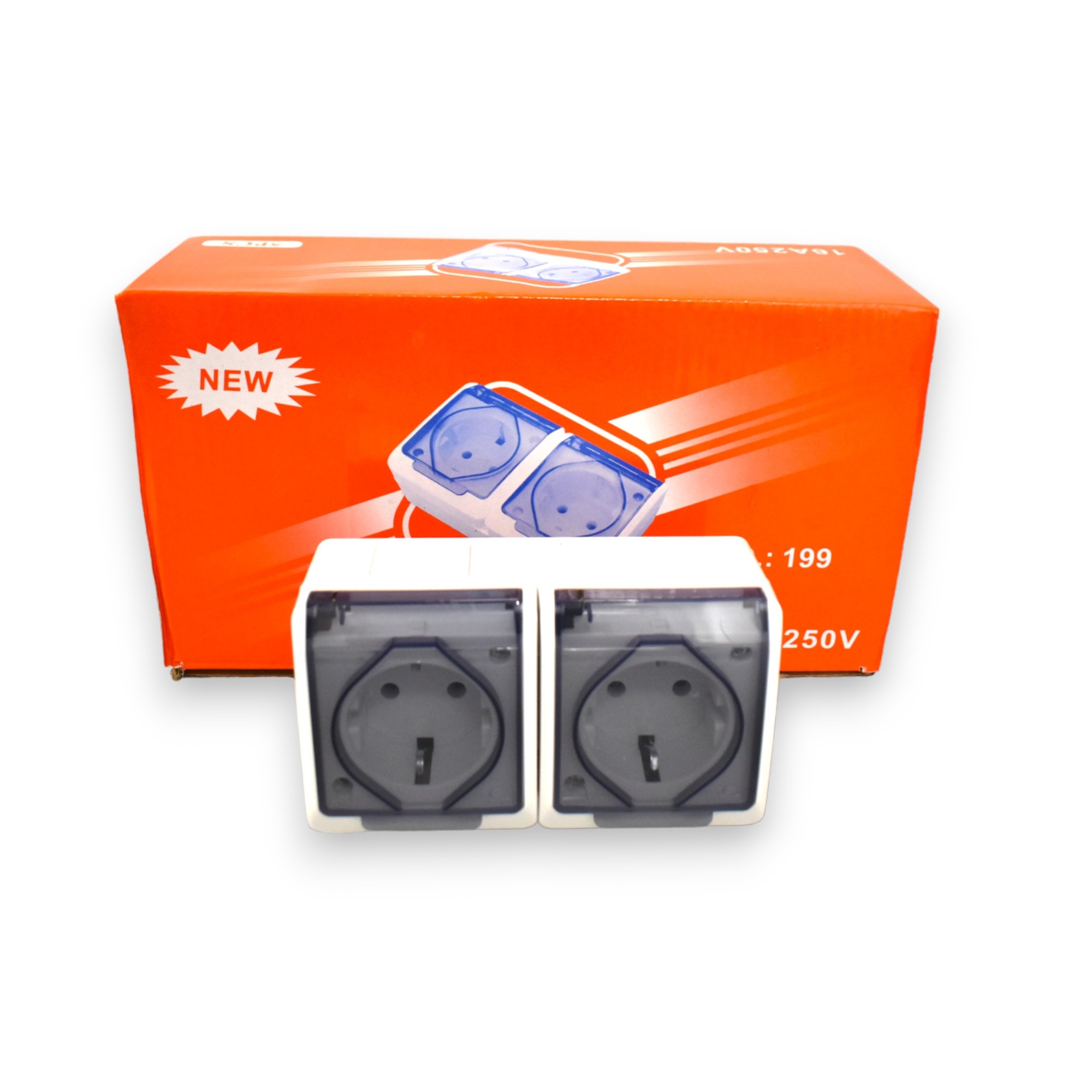 Priza dubla pe tencuiala cu capac transparent-contacte din cupru - eMAG.ro