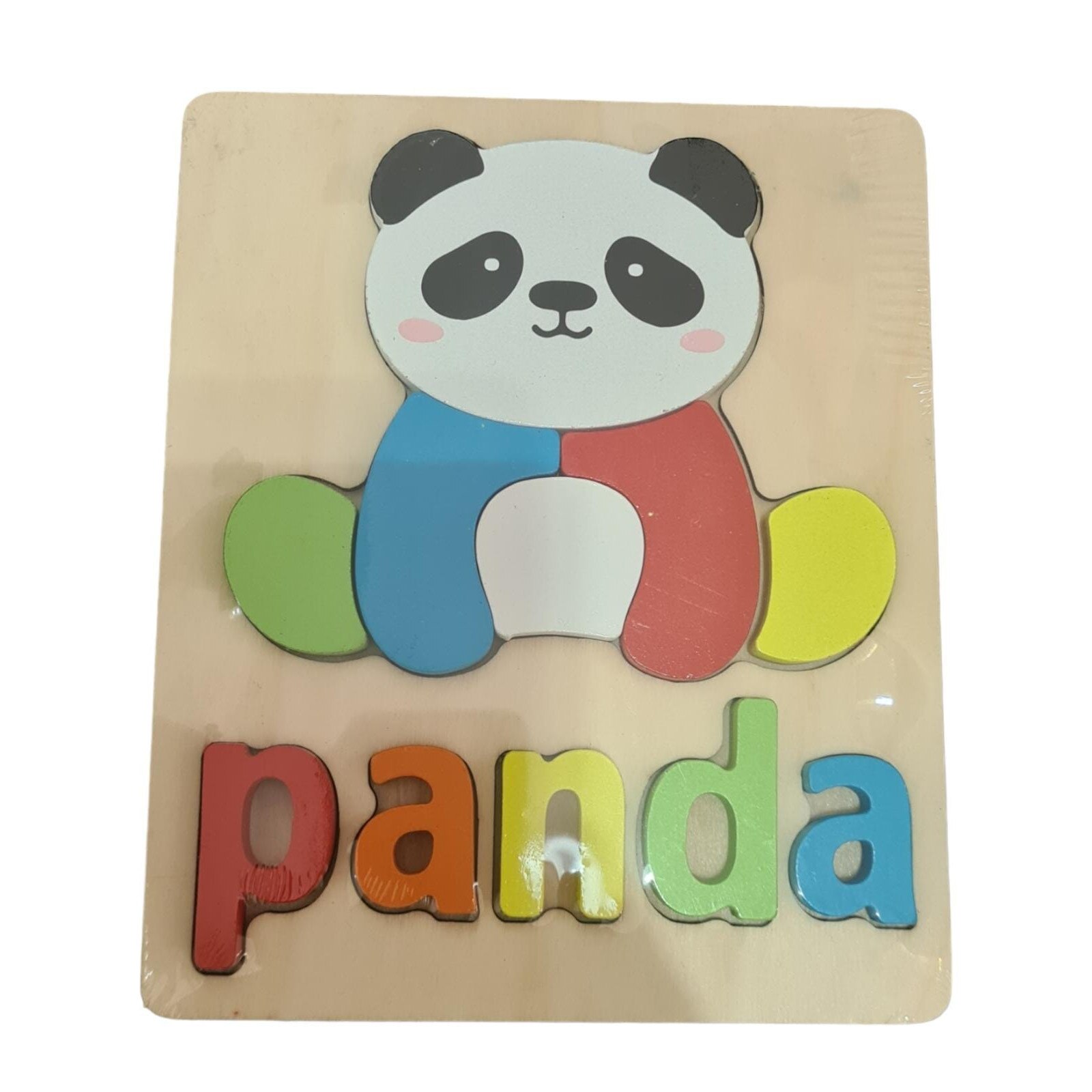 Puzzle educational pentru copii cu 11 piese din lemn, Panda cu litere ...