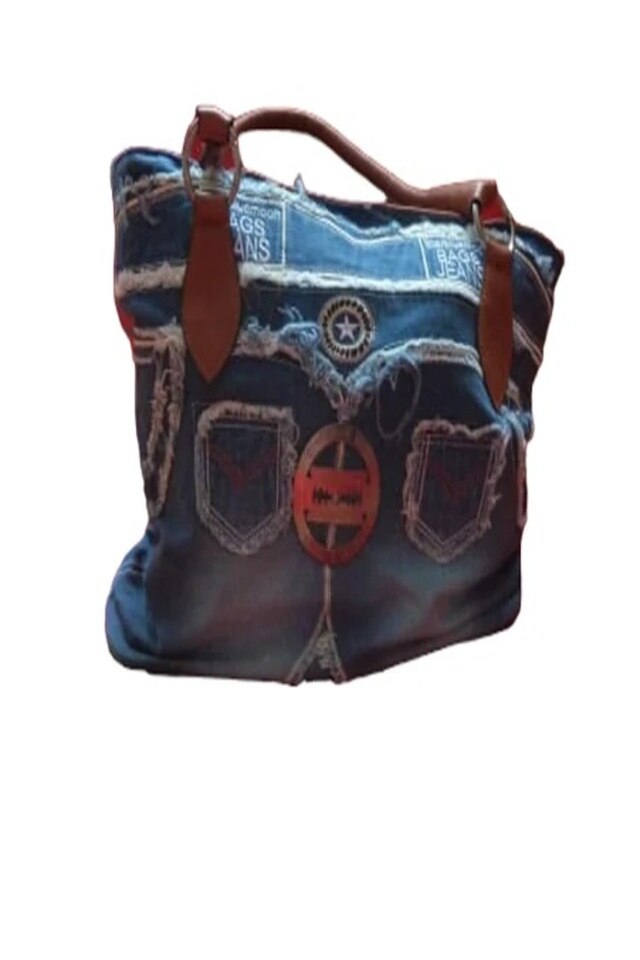 Geanta fashion denim, Albastru denim, 32x28 cm - eMAG.ro