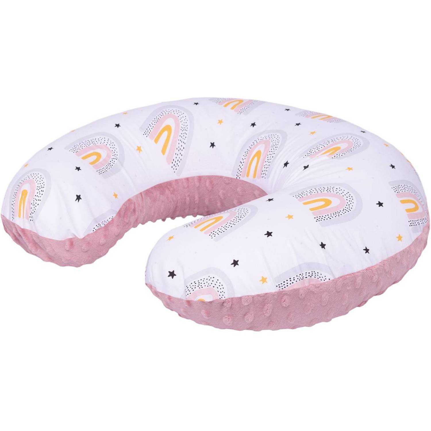 Perna de alaptat Minky 140 cm, Infantilo, Curcubeu/Roz - eMAG.ro