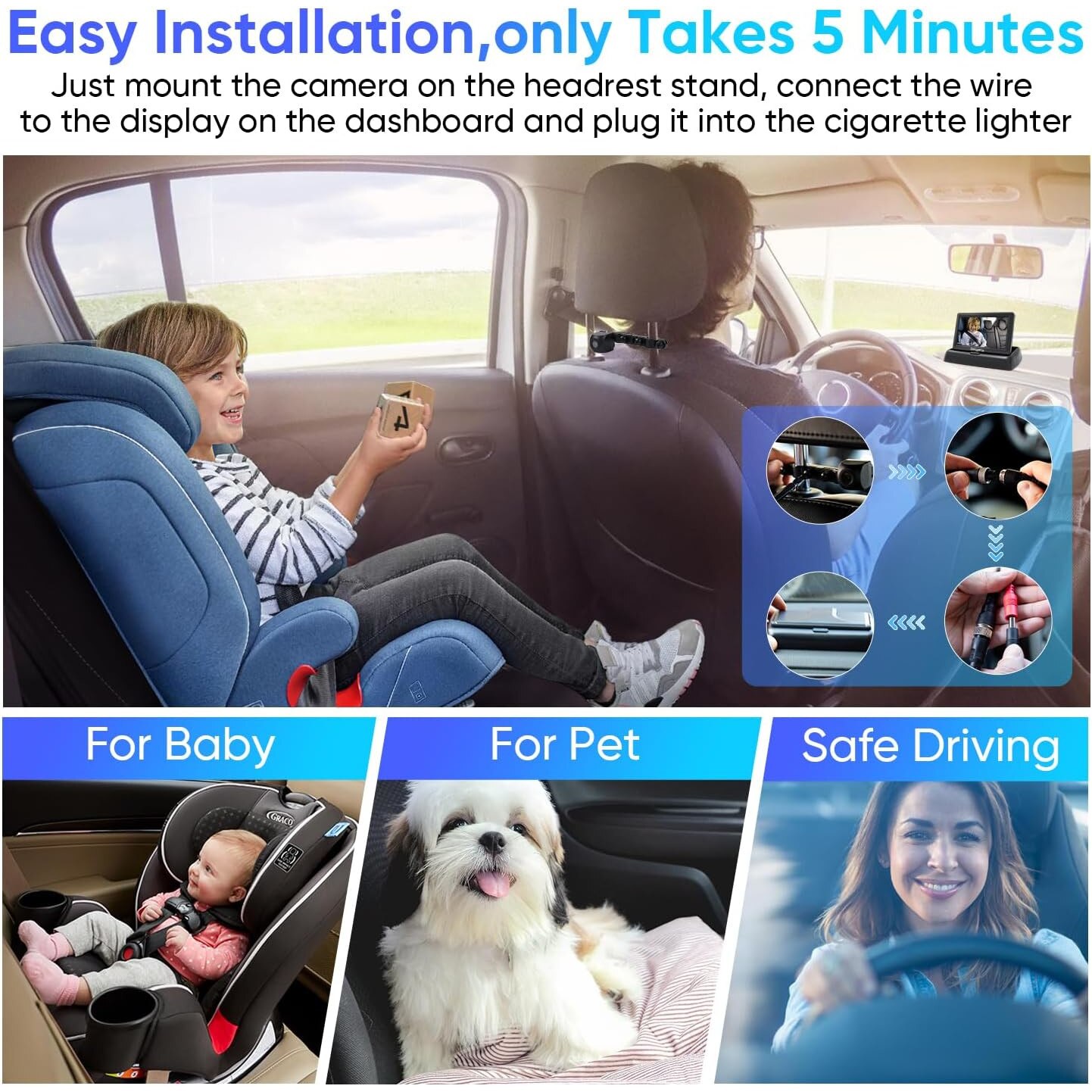 Camera video de masina si rulote pentru monitorizarea bebelusilor FULL ...