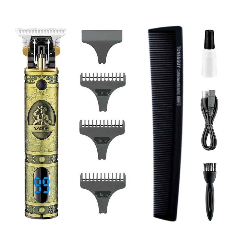 Masina de tuns barba, contur cu afisaj si Pieptan Carbon antistatic ...