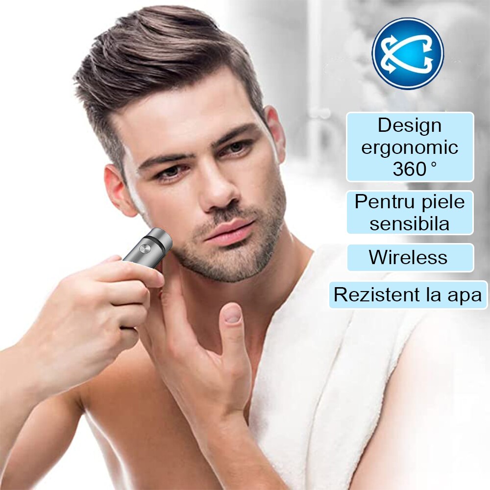 Mini aparat de ras, electric, wireless, rezistent la apa, portabil ...