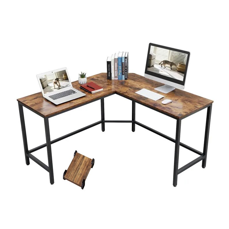 Birou de birou in forma de L, coltar cu suport principal mobil, VIENOD ...