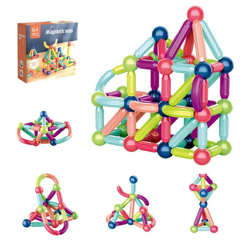 Set de constructie pentru copii, JESWO, ABS, 64 Piese, Multicolor - eMAG.ro