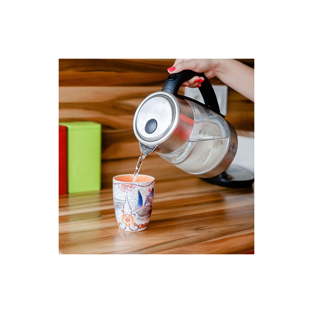 Fierbator electric cordless, Inox si Sticla, Capacitate 1.7 l, putere ...