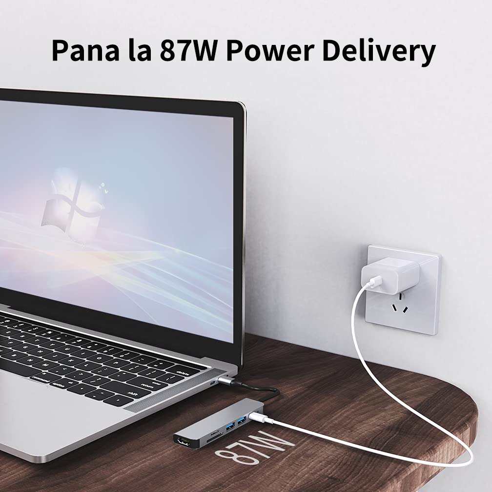 Adaptor Hub 6 in 1 cu Mufa de intrare Type-C, Bolongking,1 HDMI 4k/30HZ ...