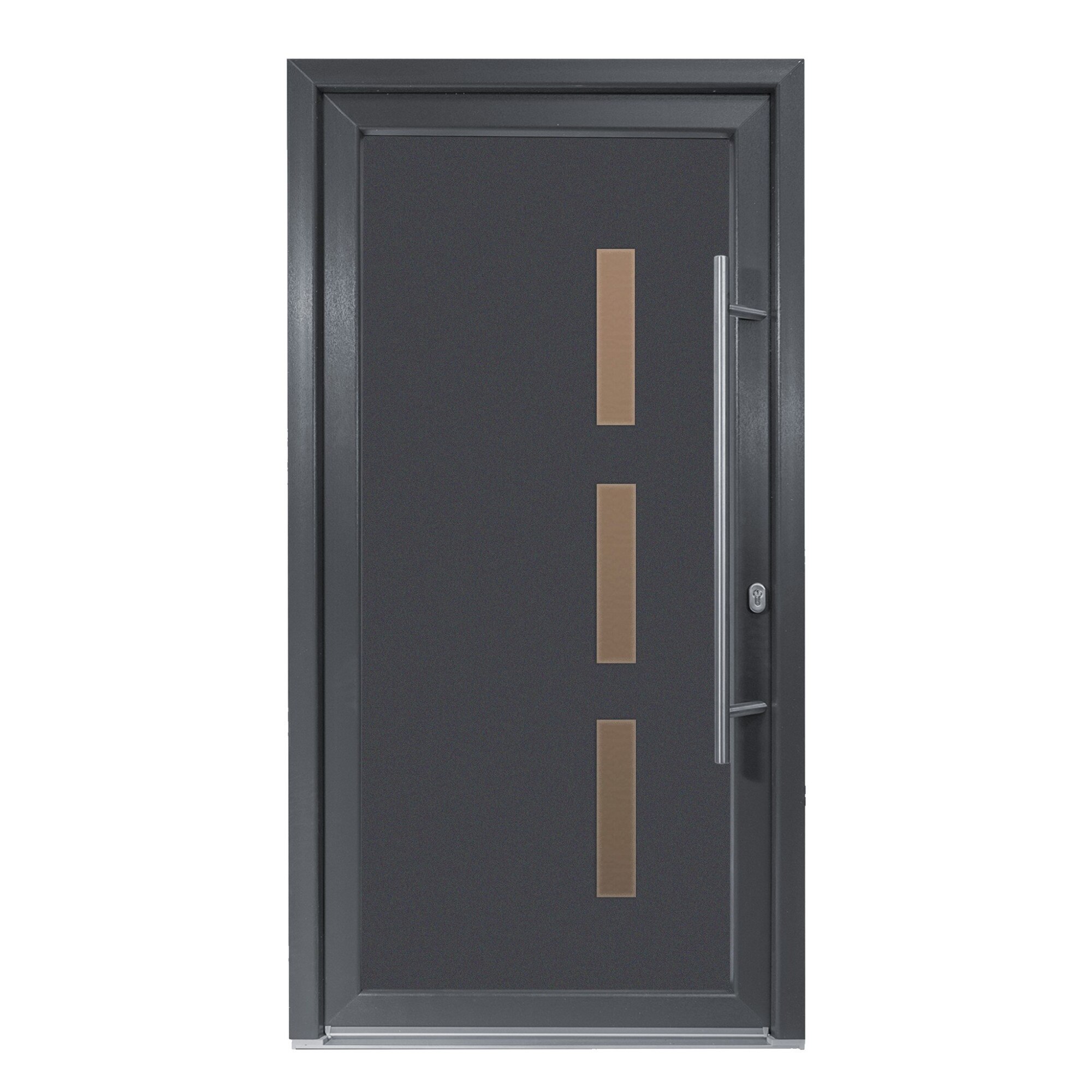 Usa Intrare PVC ILEANA, 5 camere, 980x2000 mm, alb interior/gri ...