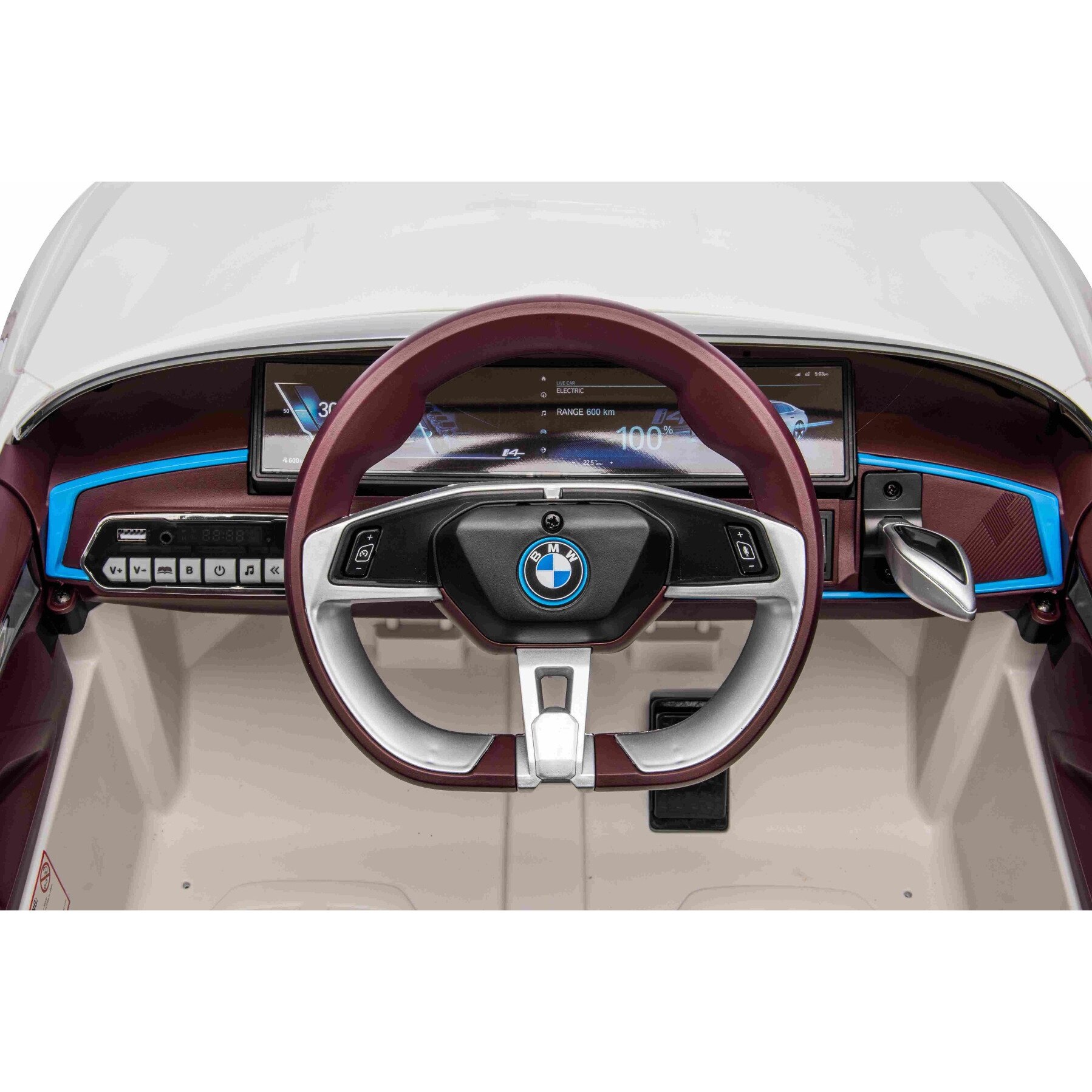Masina electrica BMW i4, rosu, telecomanda 2, 4 GHz, conexiune USB ...