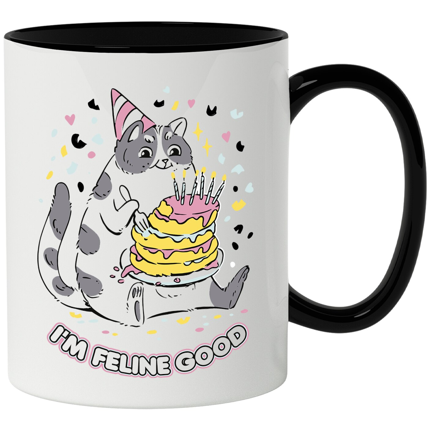 Чаша със забавно послание на английски I'm Feline Good, I Feel Good ...