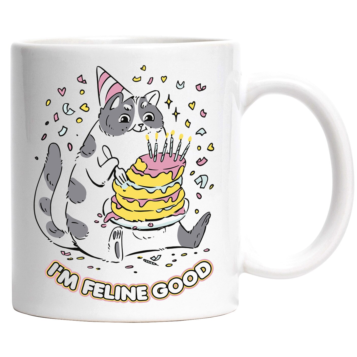 Чаша със забавно послание на английски I'm Feline Good, I Feel Good ...