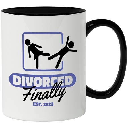 Чаша със забавно послание на английски Divorced Finally, жена, мъж ...