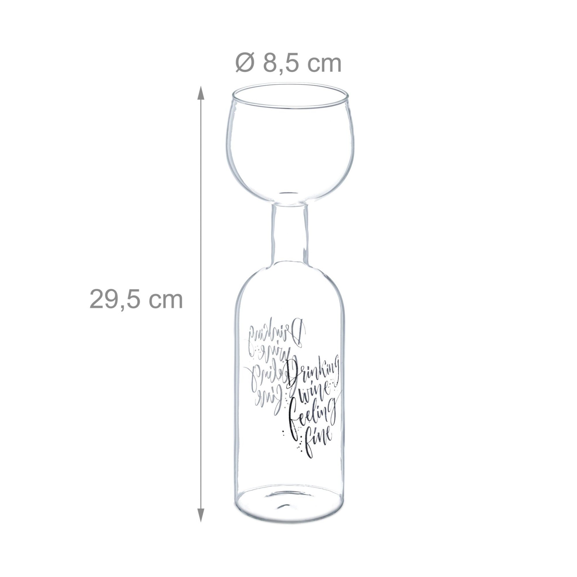 Pahar de vin XL, in forma de sticla de vin, cu inscriptie "Drinking ...