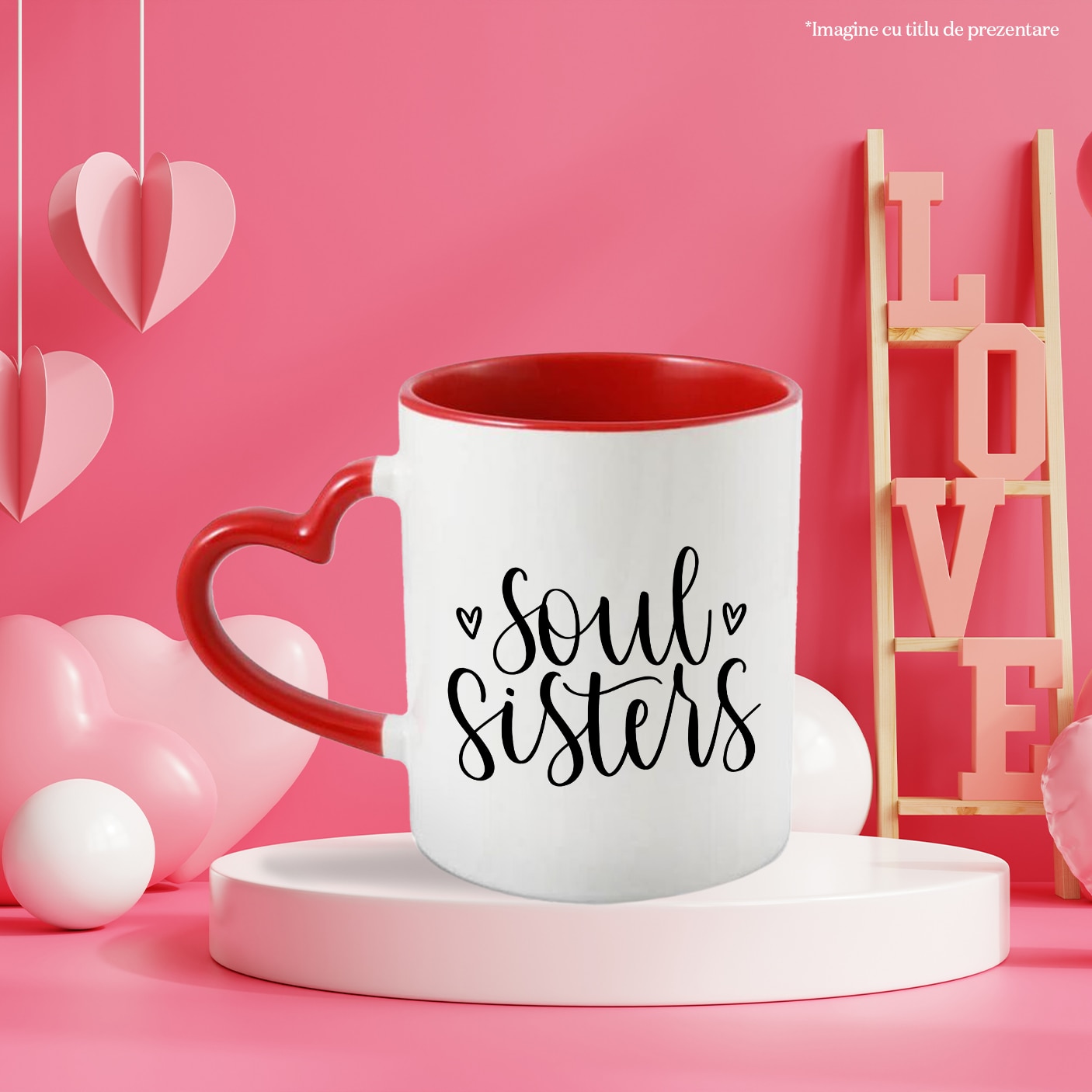 Cana Cu Mesaj In Engleza Soul Sisters, Surori, Prietene, Inima, Alb ...
