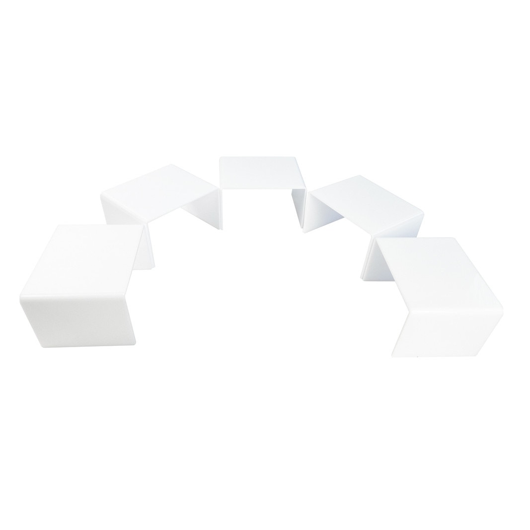 Set 5 buc, stand forma U, stiplex, acrilic alb lucios, 12 x 10 x 5 cm ...