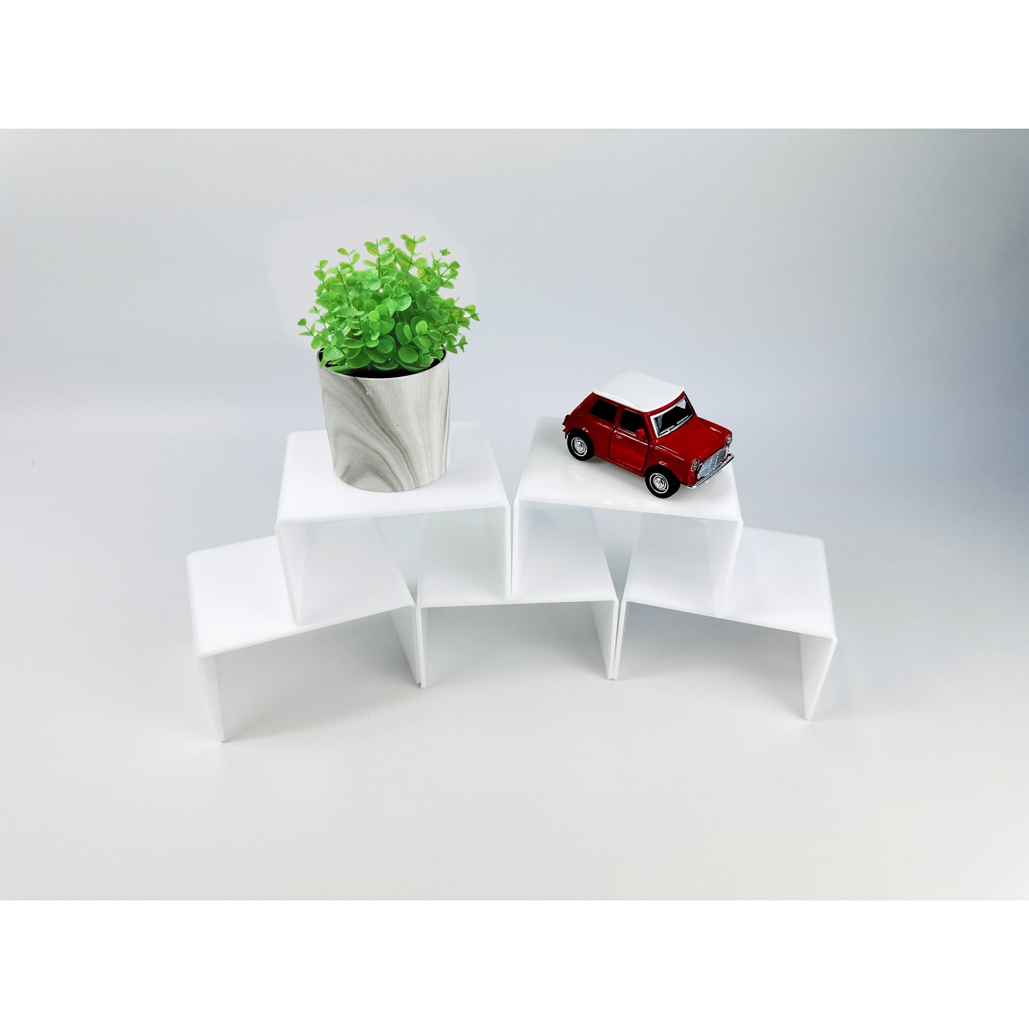 Set 5 buc, stand forma U, stiplex, acrilic alb lucios, 12 x 10 x 5 cm ...