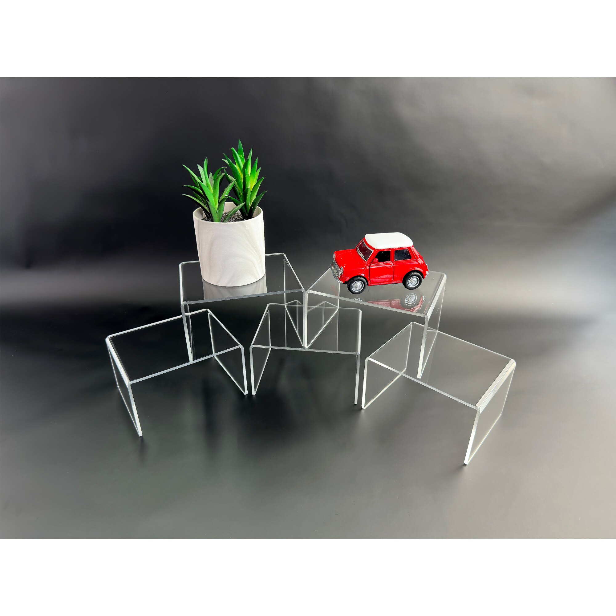 Set 5 buc, stand forma U, stiplex, acrilic transparent, 12 x 10 x 5 cm ...