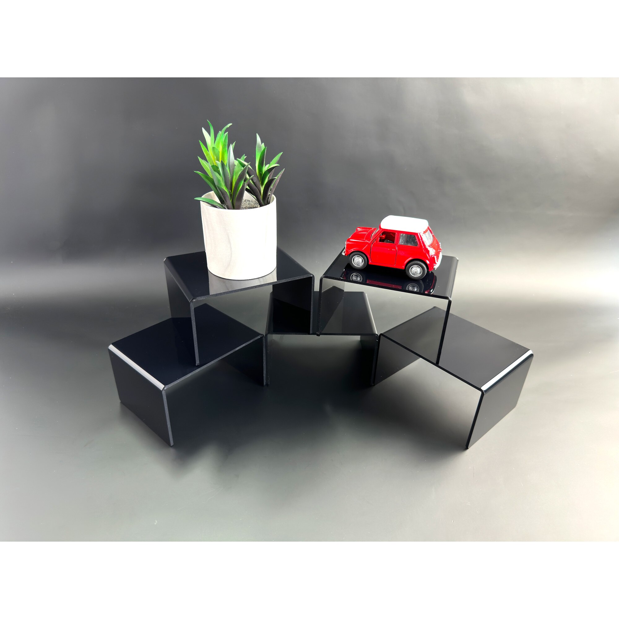 Set 5 buc, stand forma U, stiplex, acrilic negru lucios, 12 x 10 x 5 cm ...