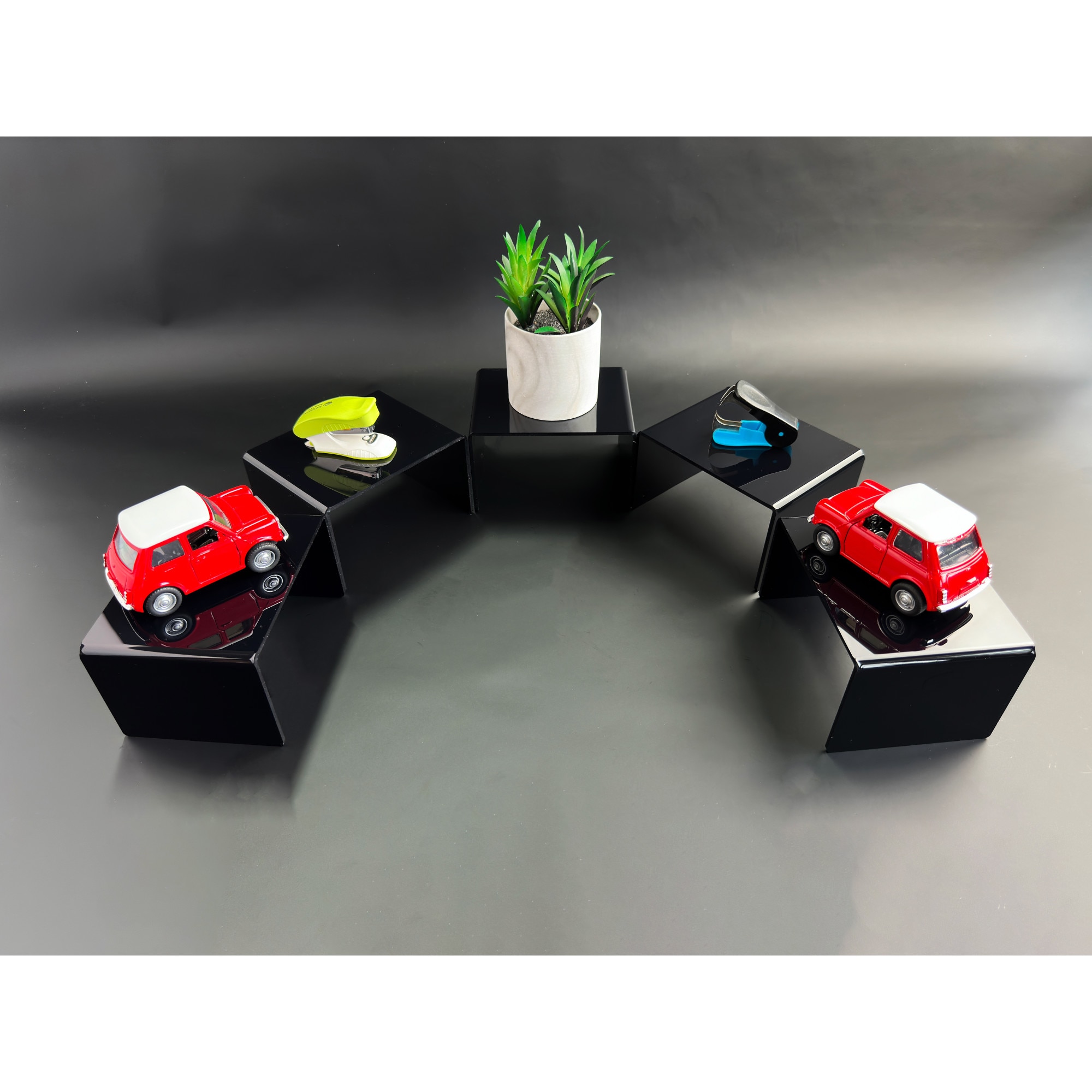 Set 5 buc, stand forma U, stiplex, acrilic negru lucios, 12 x 10 x 5 cm ...