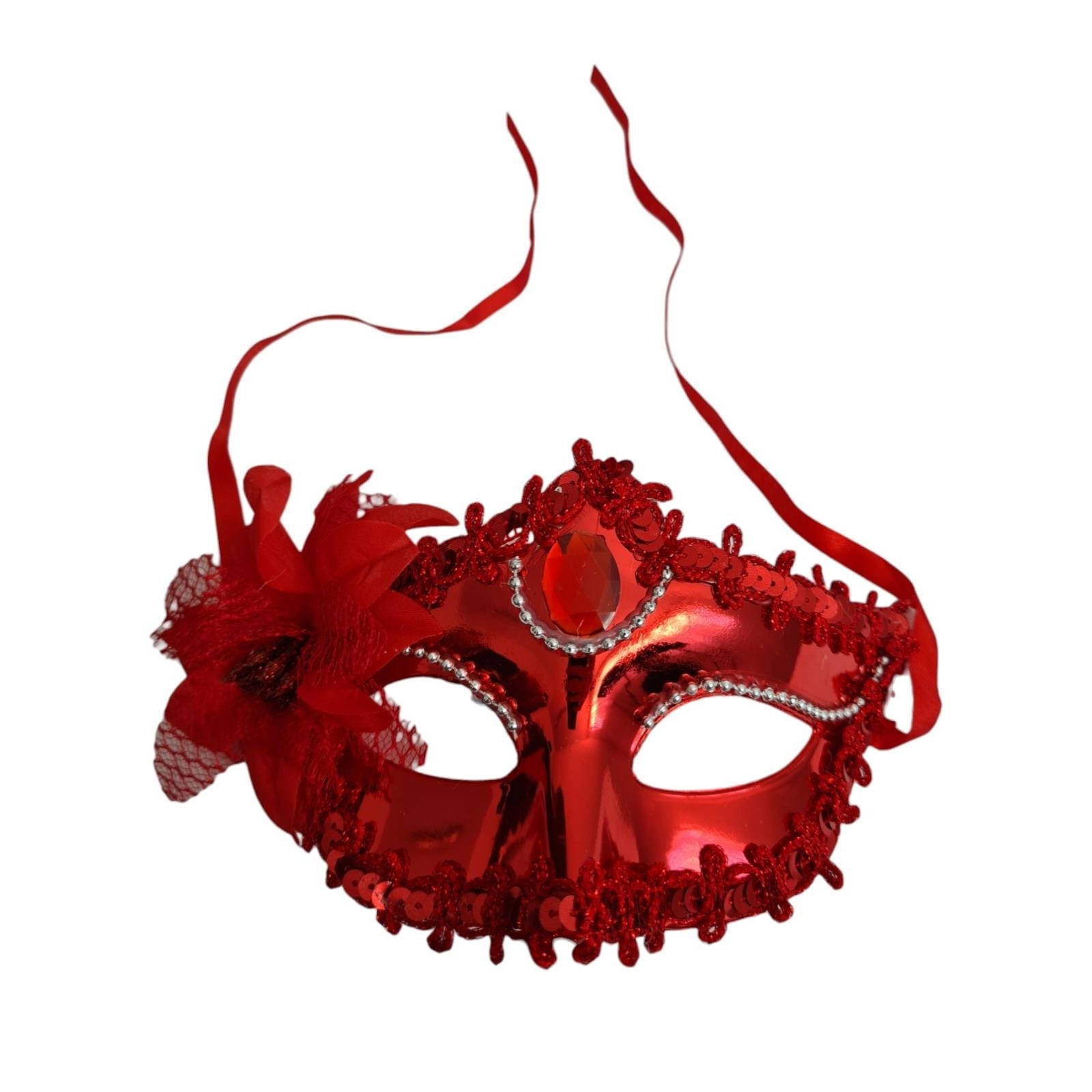 Дамска карнавална / Хелоуин маска с цвете, Червена - eMAG.bg