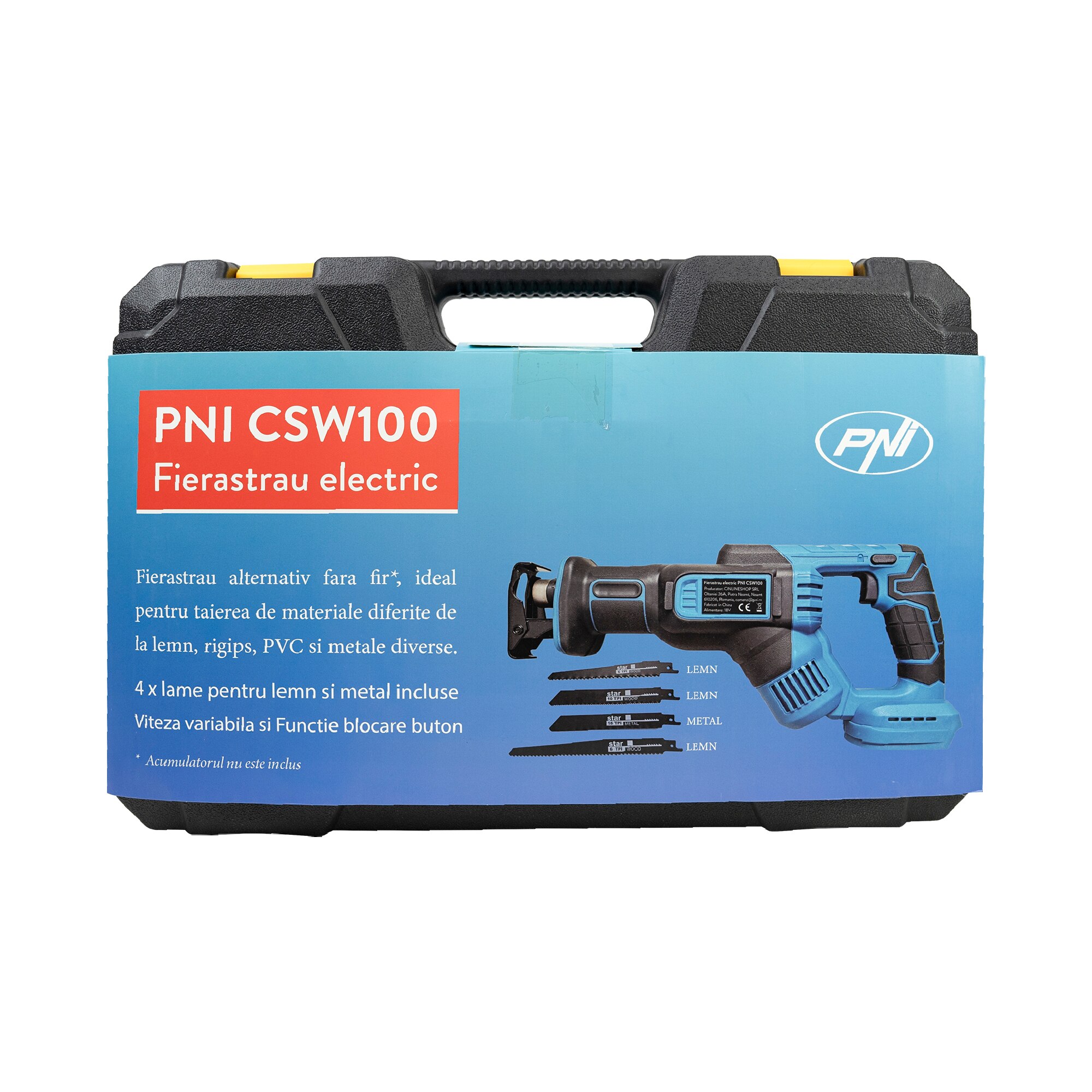 Fierastrau sabie PNI CSW100 fara acumulator, 3000SPM, 18V, 4 lame ...