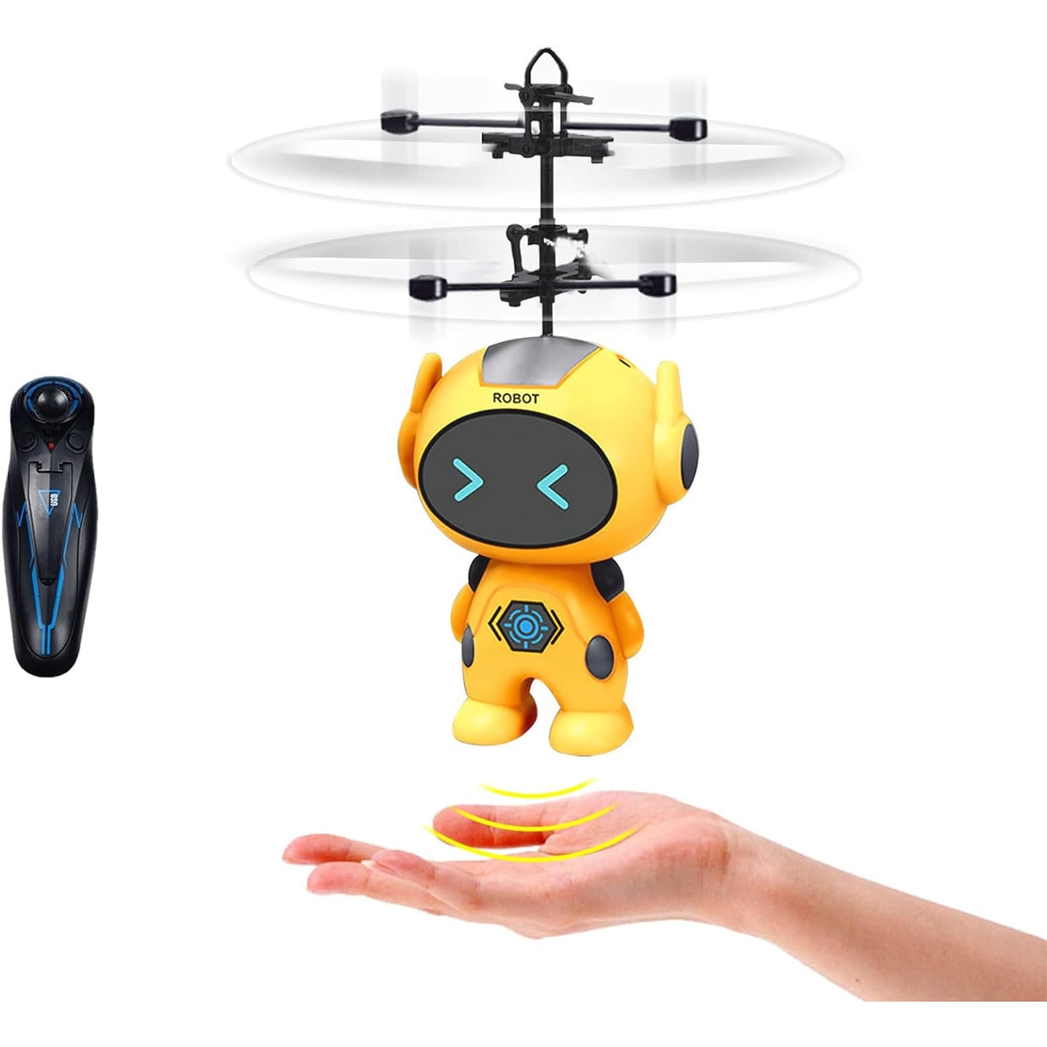 Jucarie interactiva robotel zburator cu telecomanda galben - eMAG.ro