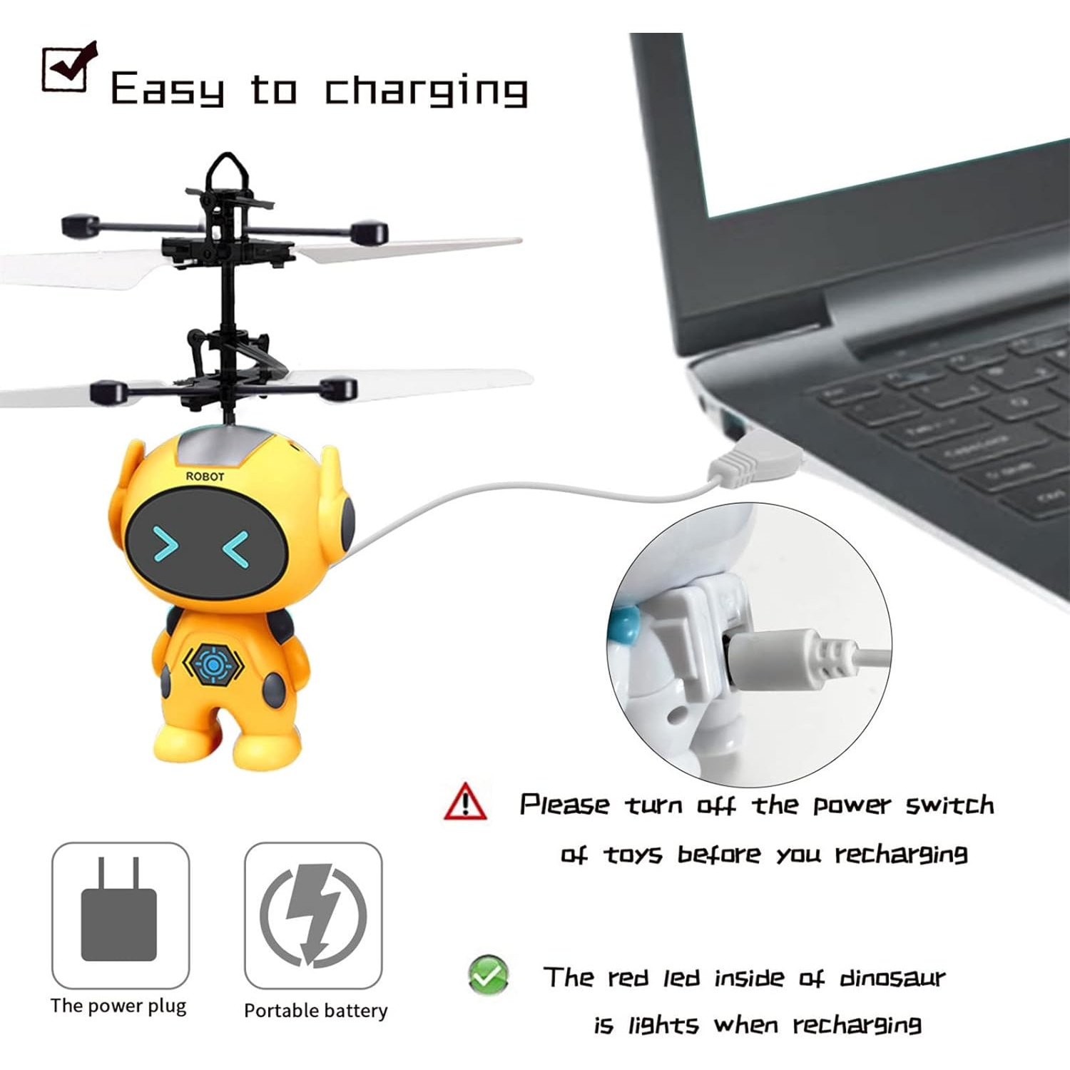 Jucarie interactiva robotel zburator cu telecomanda galben - eMAG.ro