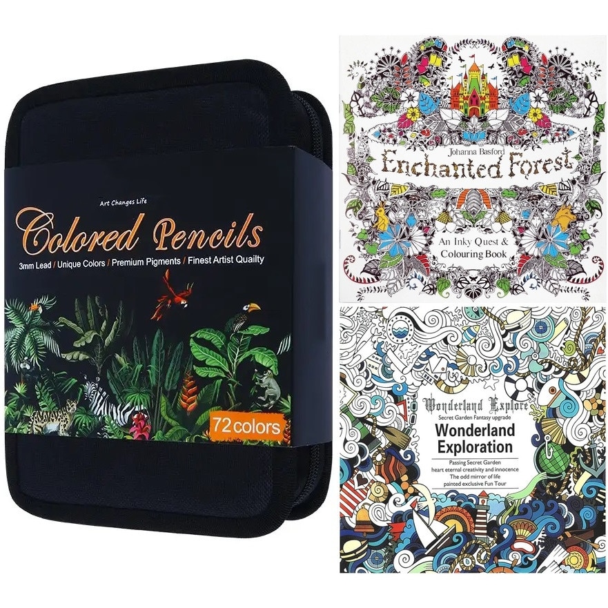 Set 72 creioane colorate cu penar si 2 carti de colorat, pentru desen ...