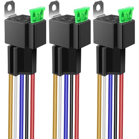 Set de 3 releu auto SPDT cu siguranta ATO/ATC, 24V 30A, cu priza si ...