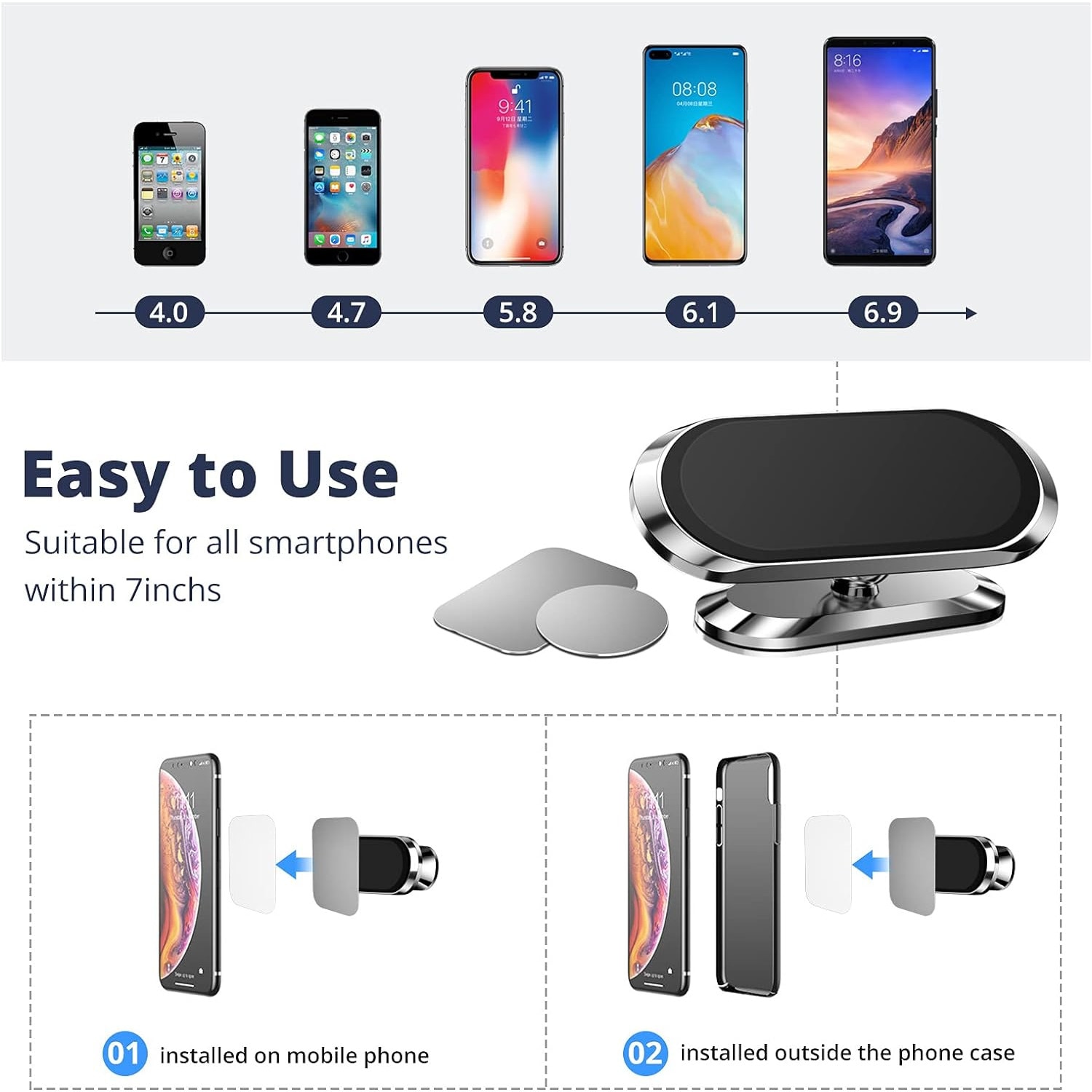 Suport Auto Magnetic Universal pentru Telefon, Rotire 360⁰, Prindere cu ...